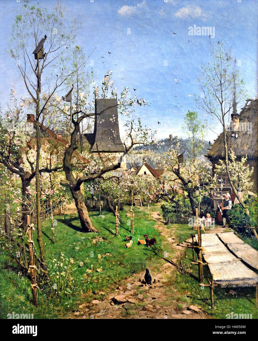 Spring in Village 1872 Karl Buchholz 1849 -1896 German Germany Stock ...