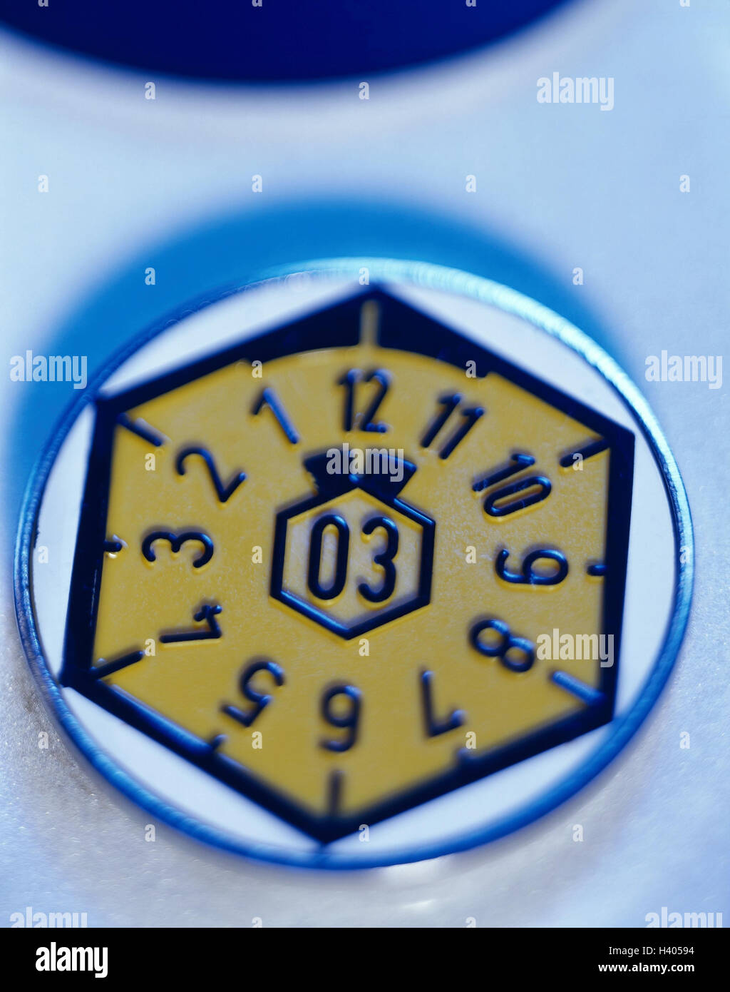 Number plate, detail, safety standards authority label, vehicle, mark ...