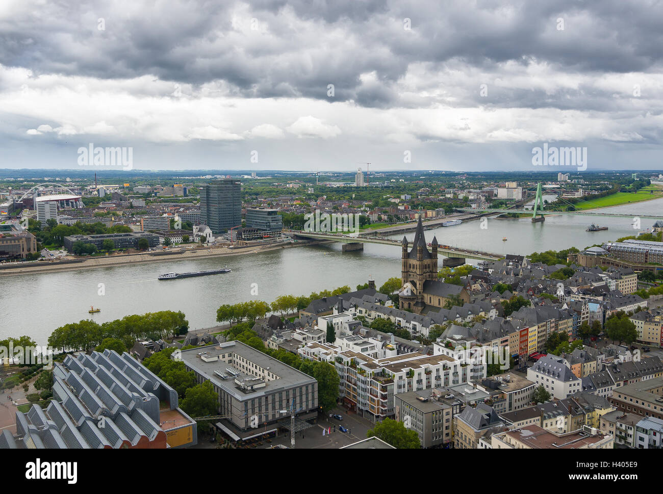 Aerial view of Cologne from the viewpoint of Cologne Cathedral Stock ...