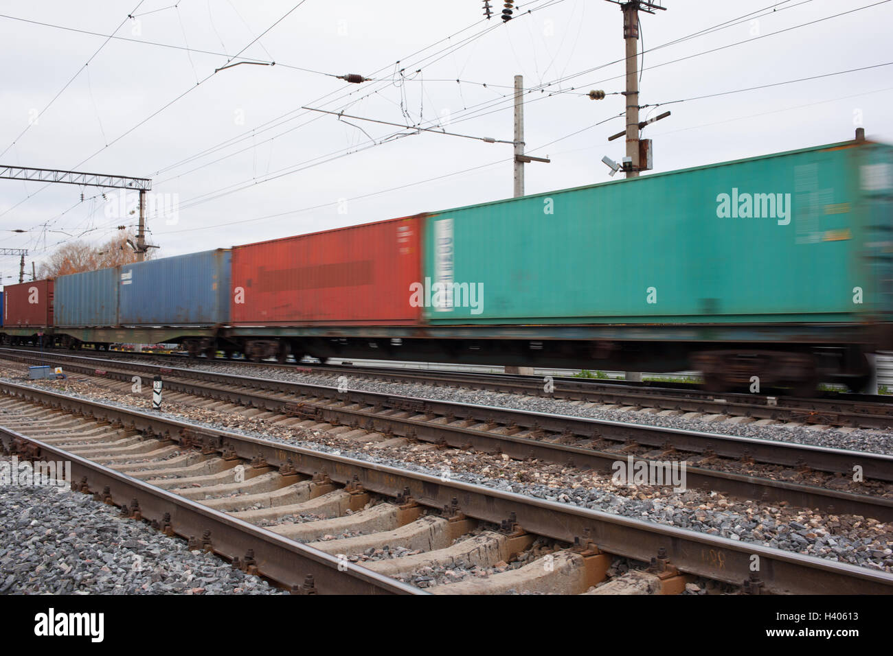 Railway in fog on station, outdoor landscape Stock Photo - Alamy
