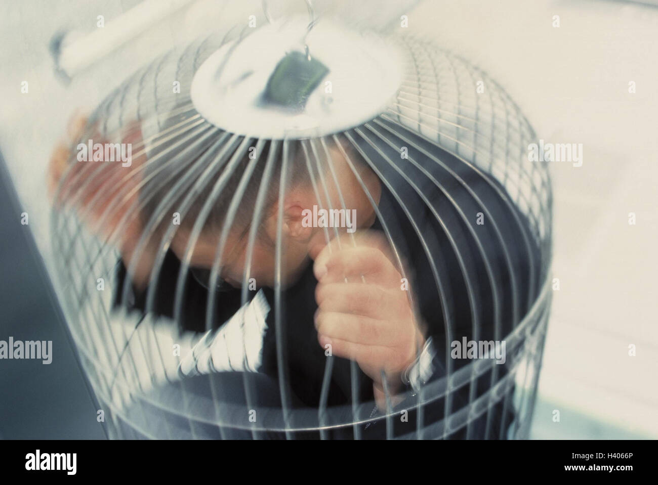 Man, card cage, caught, conception, business, office, businessman ...