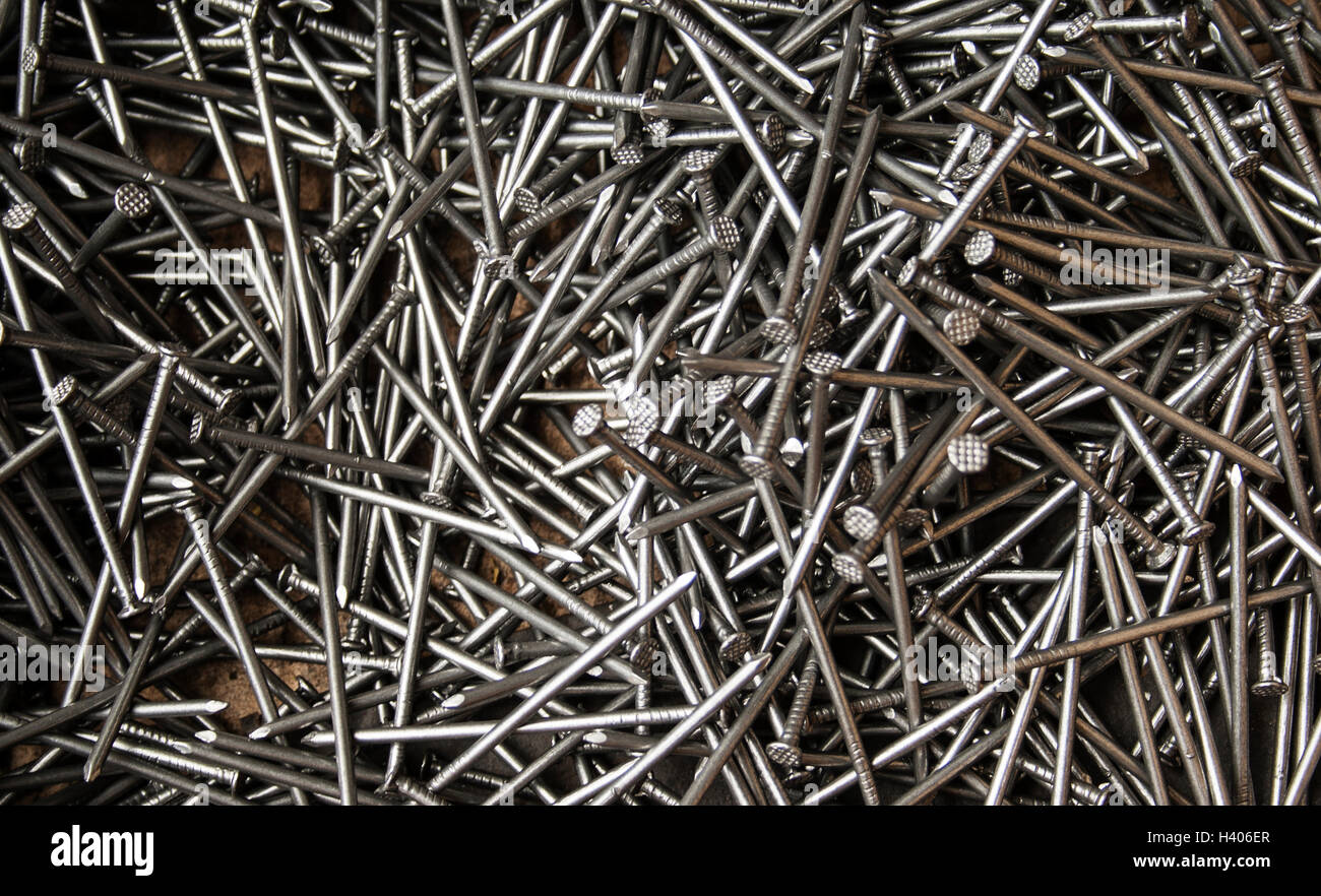 background of carpentry shiny nails Stock Photo - Alamy
