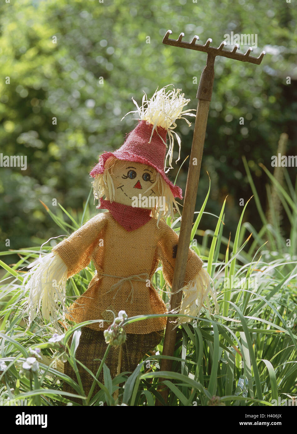 Garden, scarecrow, rake, agriculture, field, straw figure, fright ...