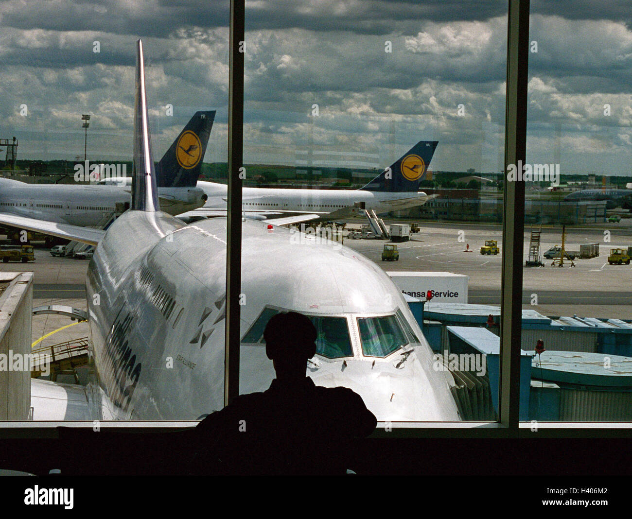 Germany, Frankfurt on the Main, airport, view, window, rolling ...