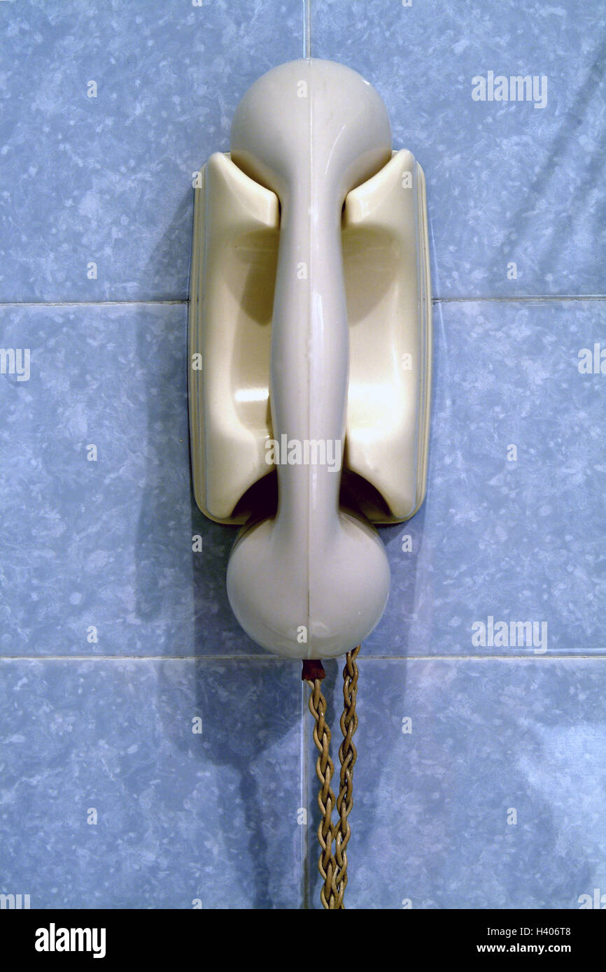 House phone, wall, tiled, tile wall, tiled wall, tiles, tiles, blue ...