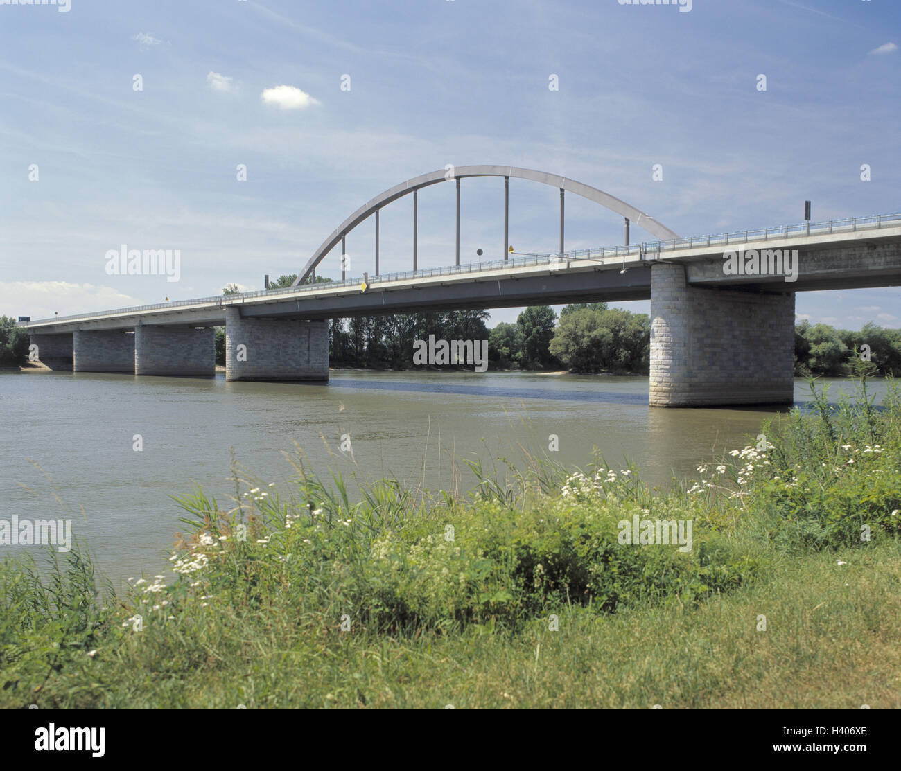 Germany, Bavaria, Deggendorf, river Danube, highway bridge, Europe ...