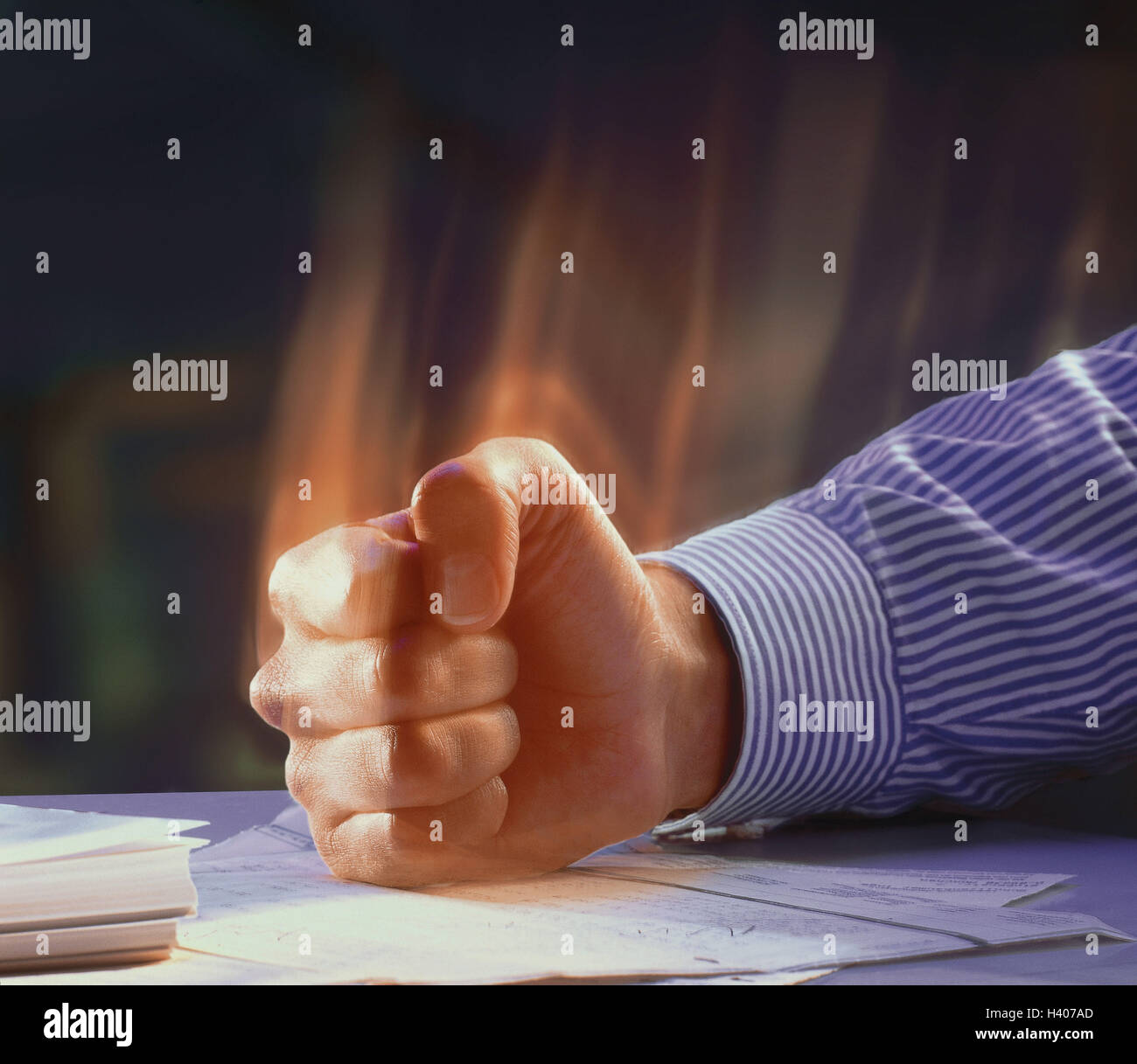 Man, detail, arm, table, fist, hit, [M], fury, rage, furiously, angrily ...