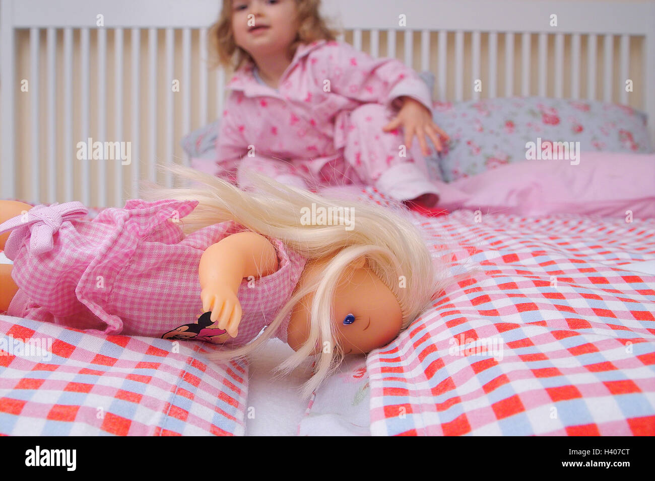 Children's rooms, bed, girl, pyjamas, doll, play, room, cot, infant ...