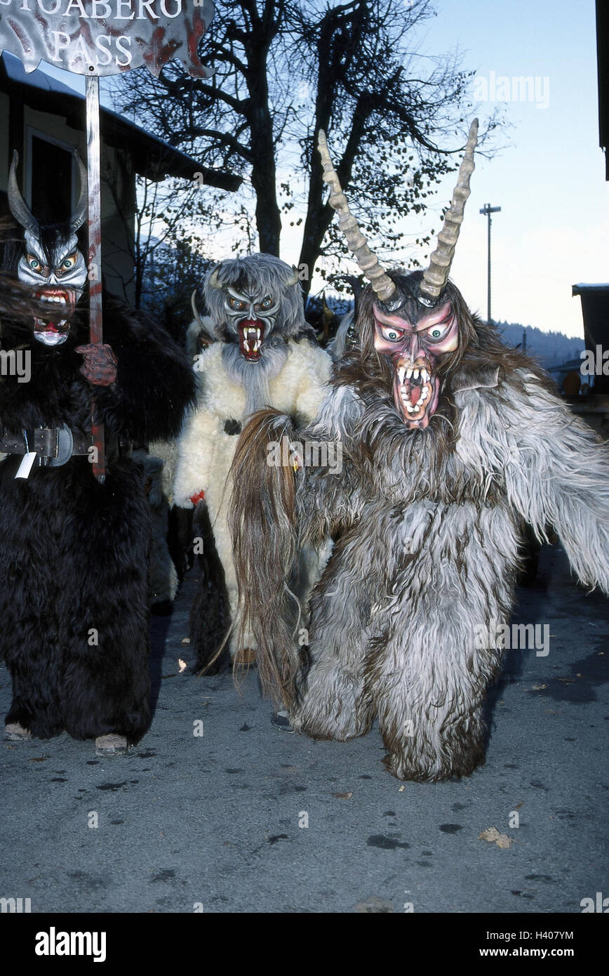 Austria, Tyrol, St. Johann, carnival, traditions, Perchten, daemons ...