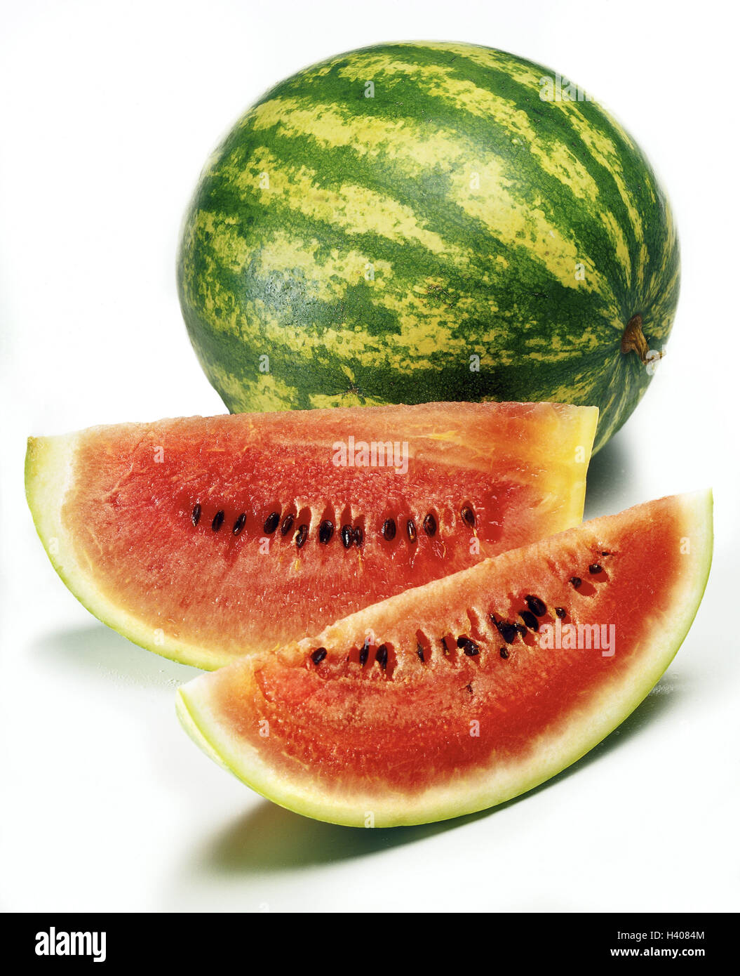 Watermelon, Citrullus lanatus, completely, cut open, detail, food, eat ...