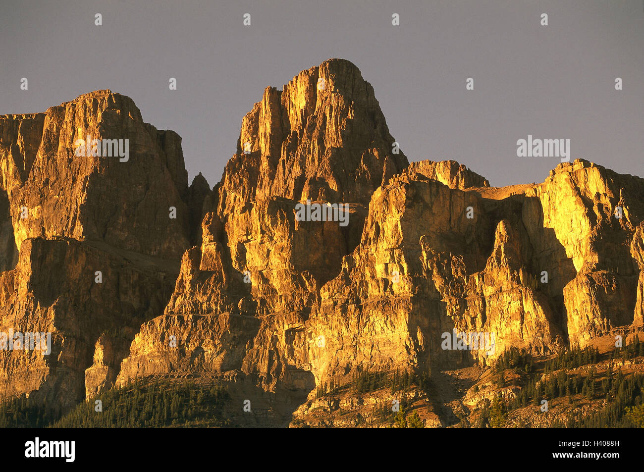 Canada, Alberta, Banff national park, Castle Mountain, evening light ...