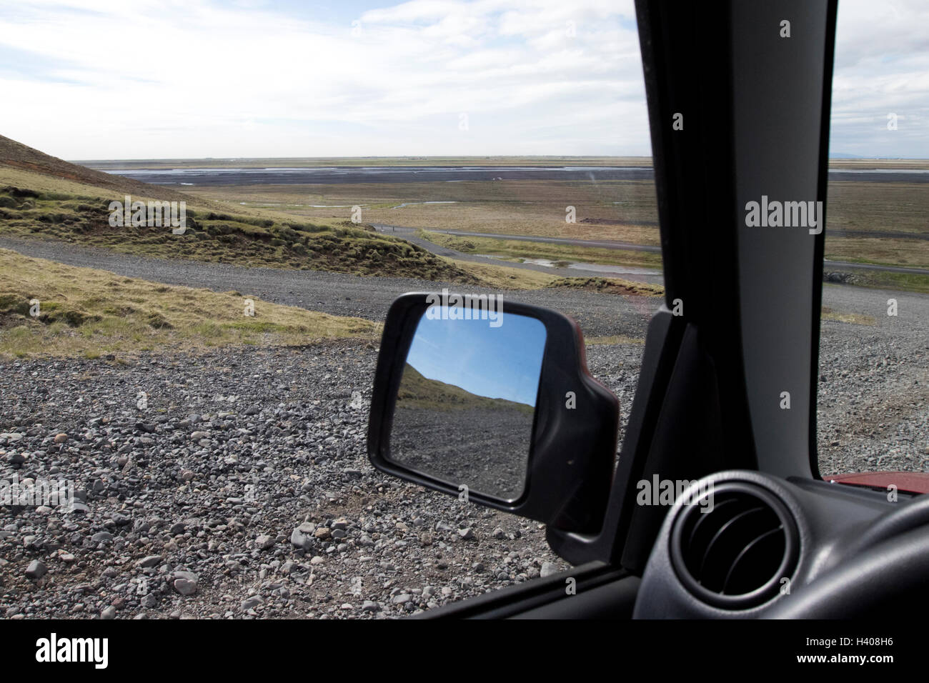 driving along rough steep stone track in southern iceland Stock Photo ...