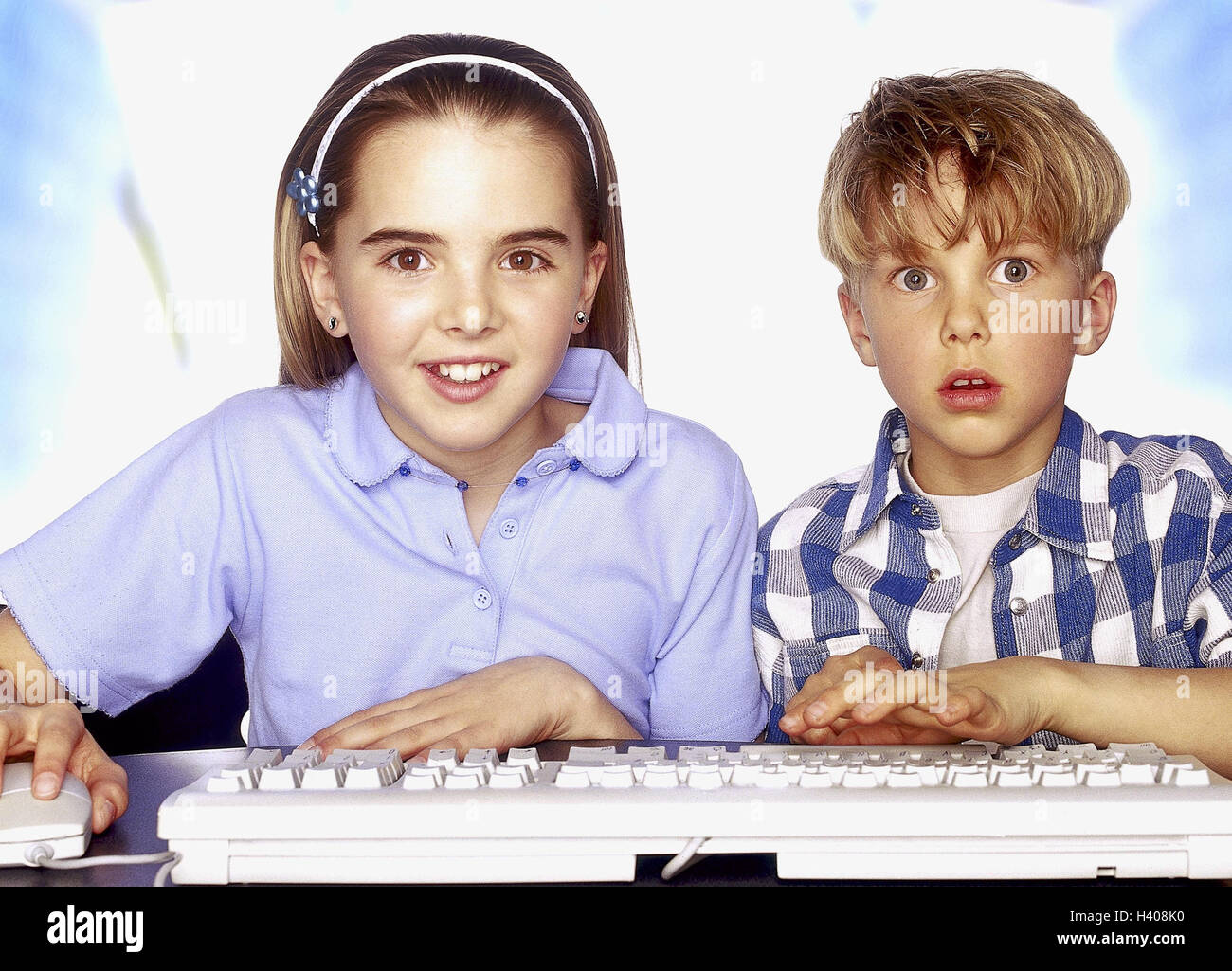 Girls, boy, computer, detail, keyboard, hand, Mouse, view, surprise ...