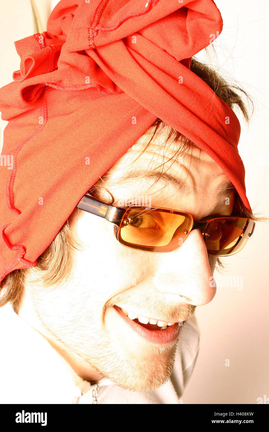 Man, young, garment, use, turban, sunglasses, portrait, side view, man ...