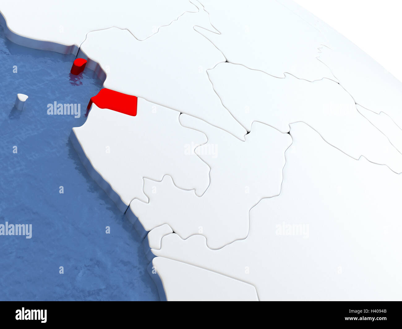 Map of Equatorial Guinea on globe with metallic land and realistic ...
