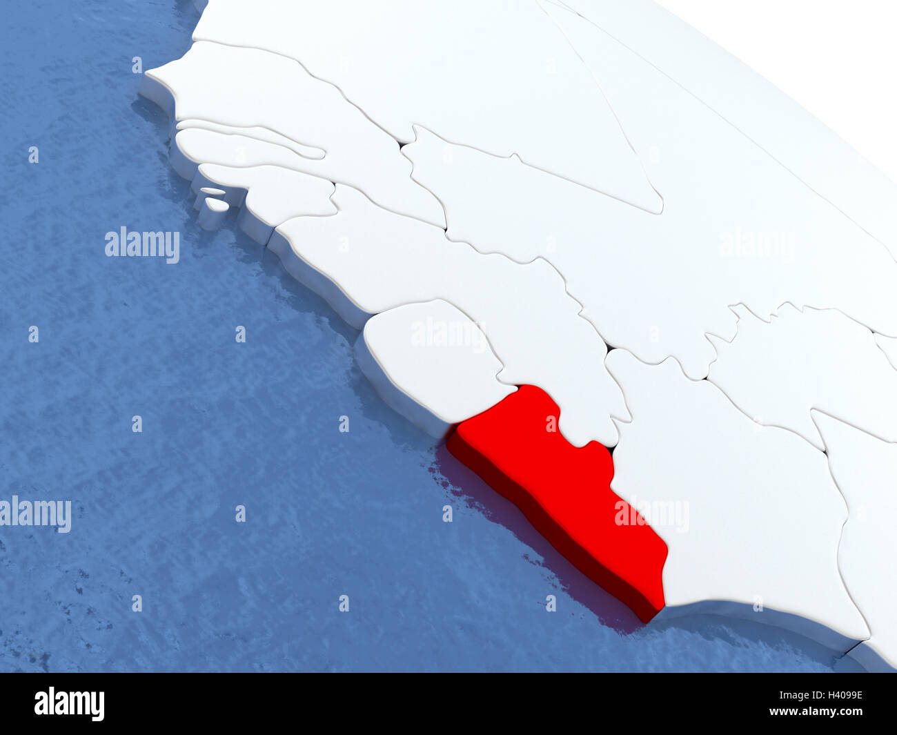 Map of Liberia on globe with metallic land and realistic water. 3D ...