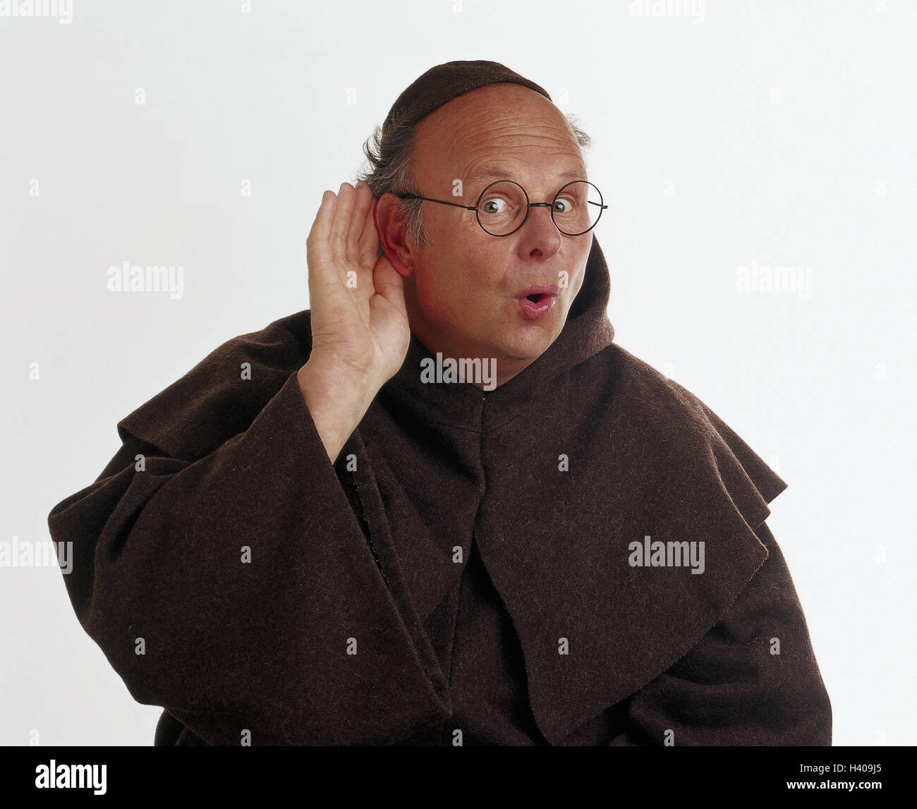 Franciscans, monk, habit, gesture, hear, is surprised, half portrait ...