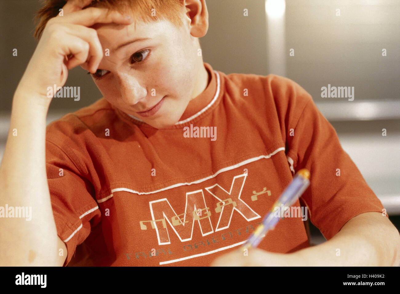 Classrooms, schoolboys, gesture, brood, learn writing work, portrait ...