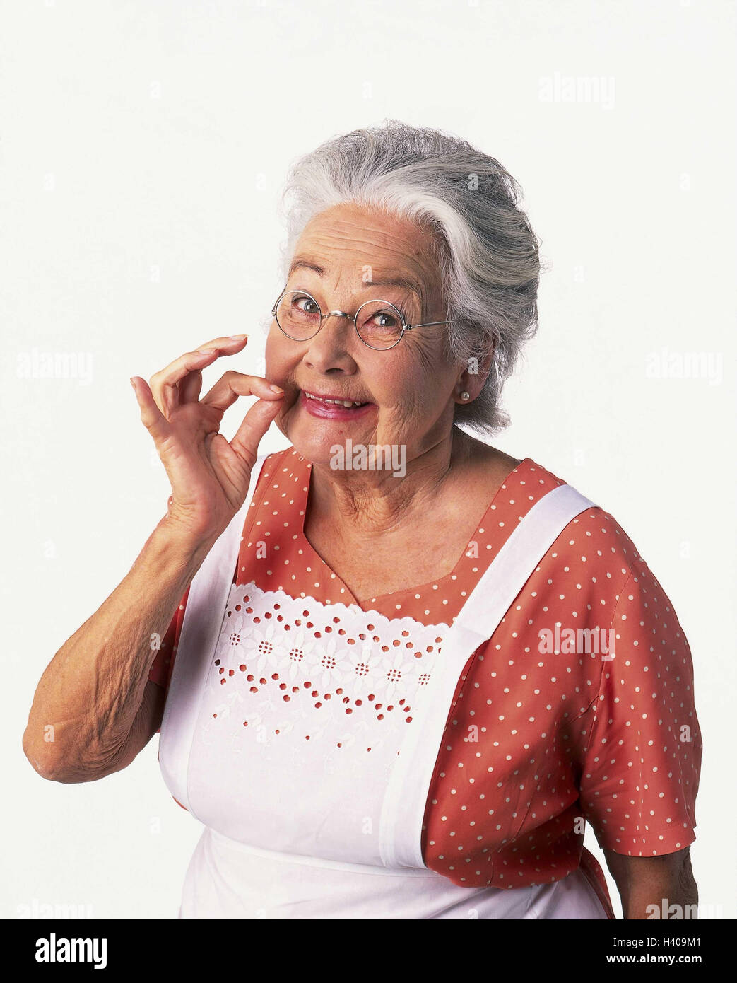Senior, apron, gesture, delicately, exquisitely, joy, portrait, Senior ...