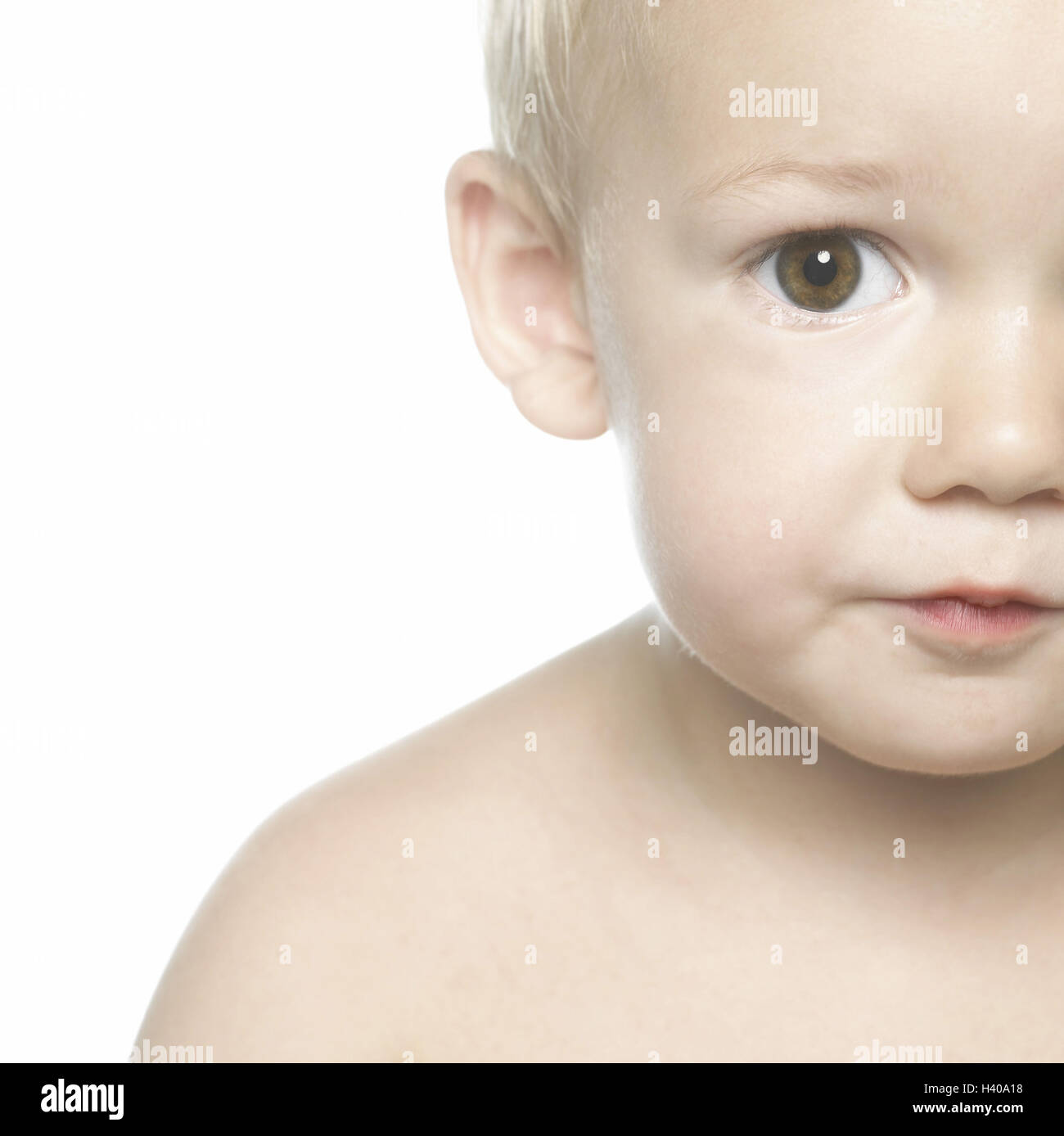 Infant, shyly, portrait, detail, child portrait, curled, boy, 3 years ...