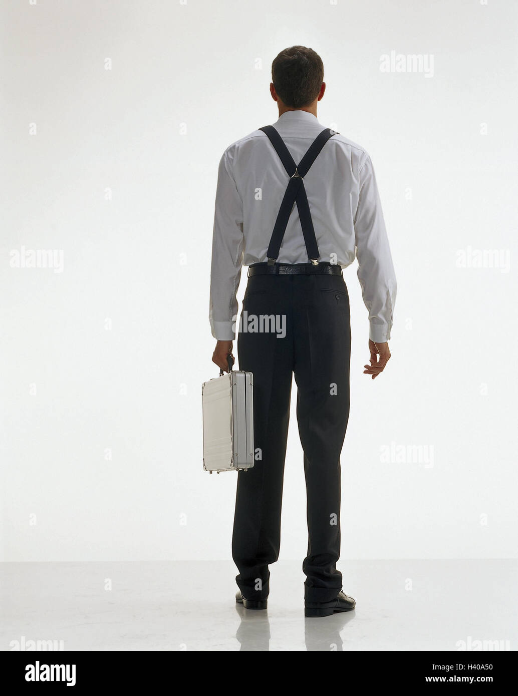 Businessman, briefcase, back view, professions, studio, cut out, stand ...