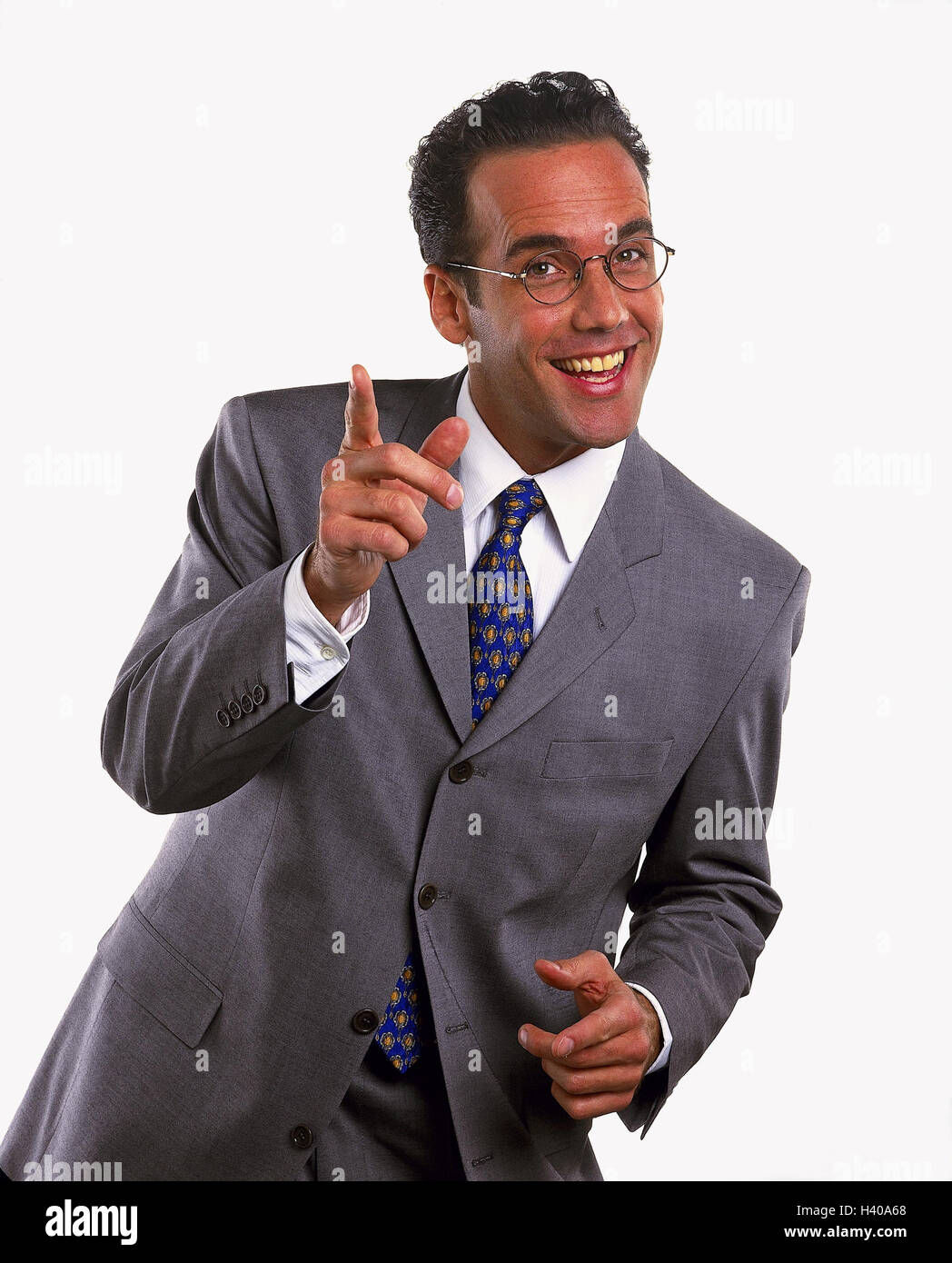 Man, suit, glasses, gesture, indicate, happy, half portrait, Men ...