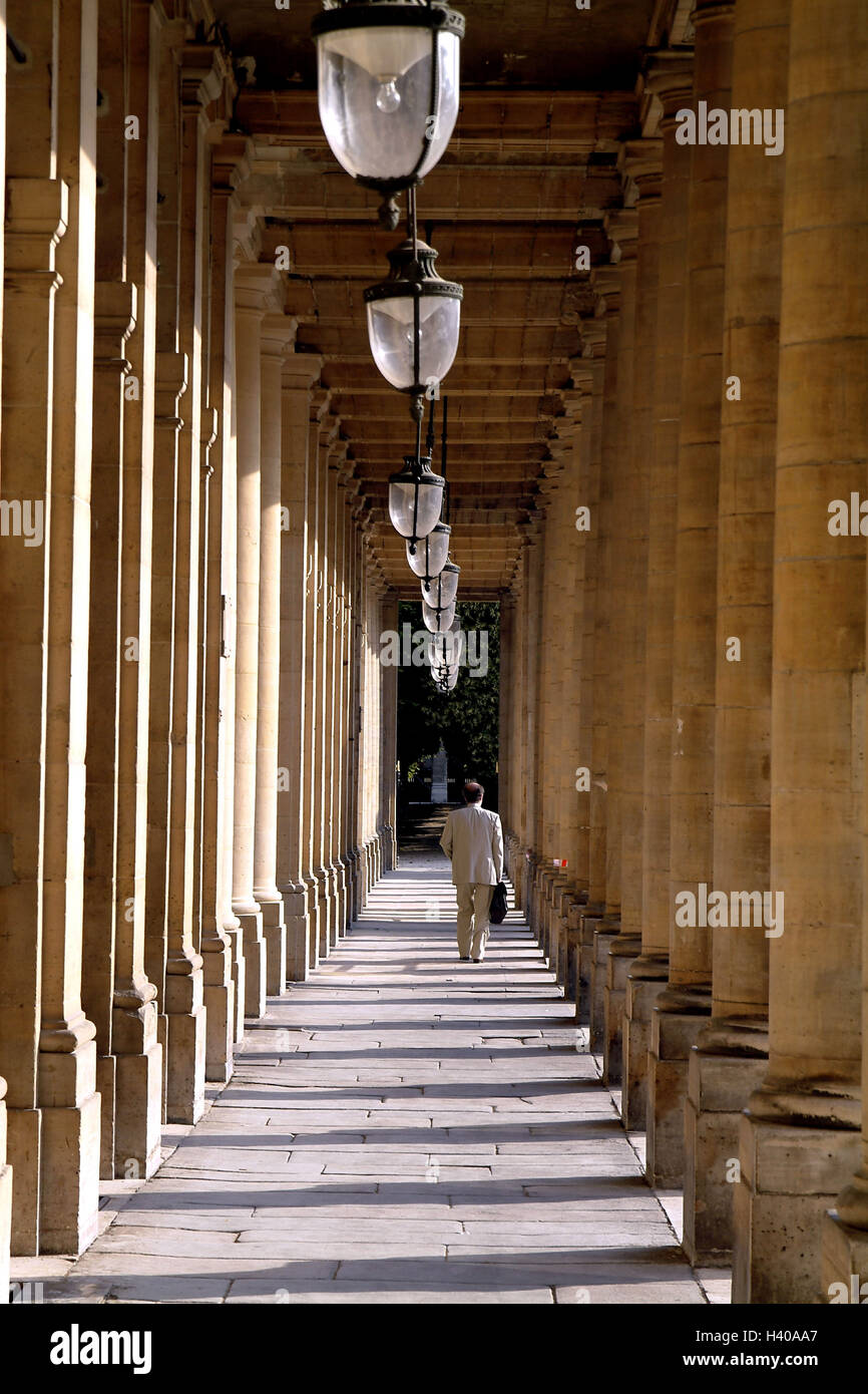 France, Paris, palace royal, colonnade, pedestrian, back view, Europe ...