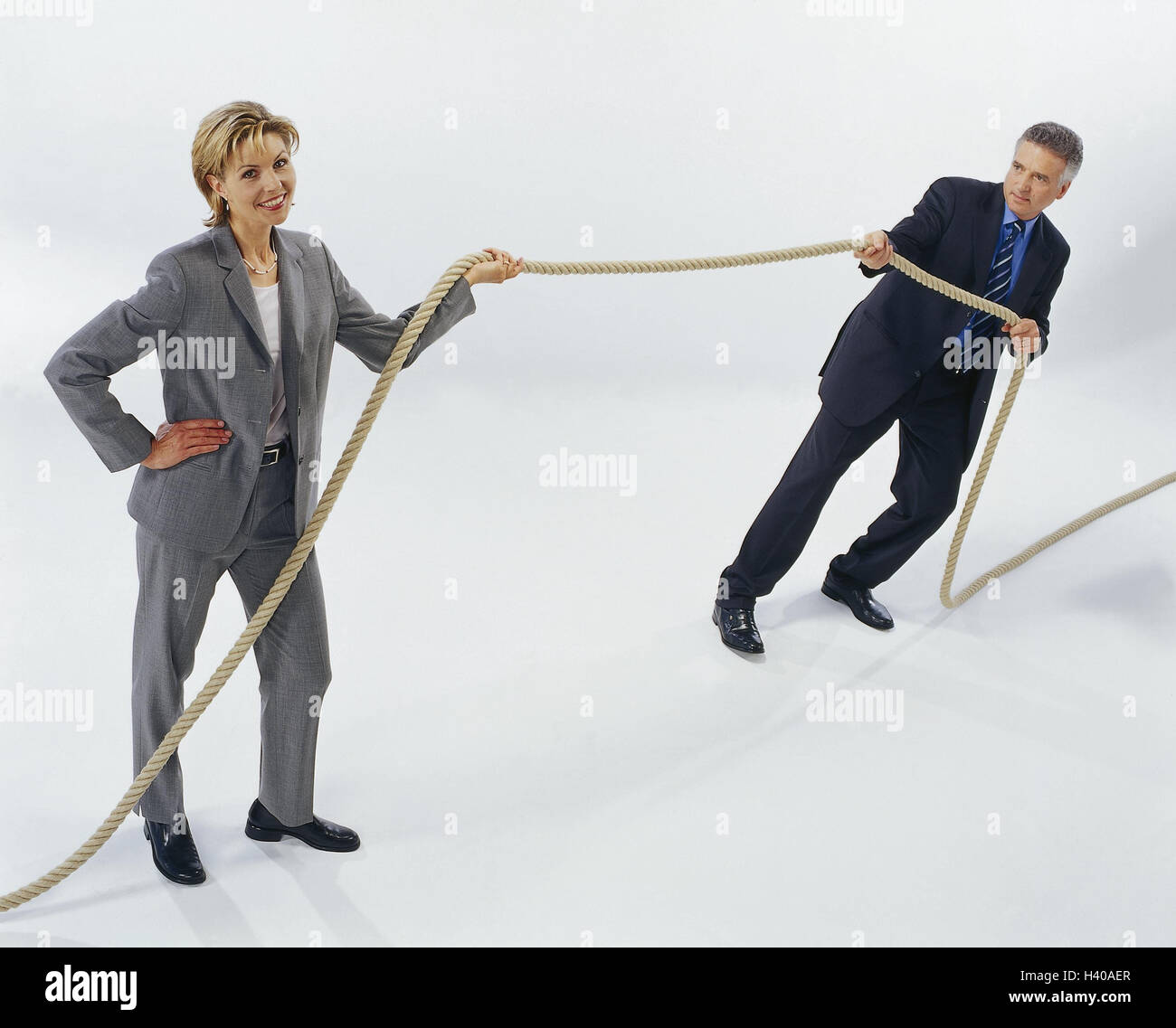 Competition, man, tug war, woman, careless, rope, hold, professions ...