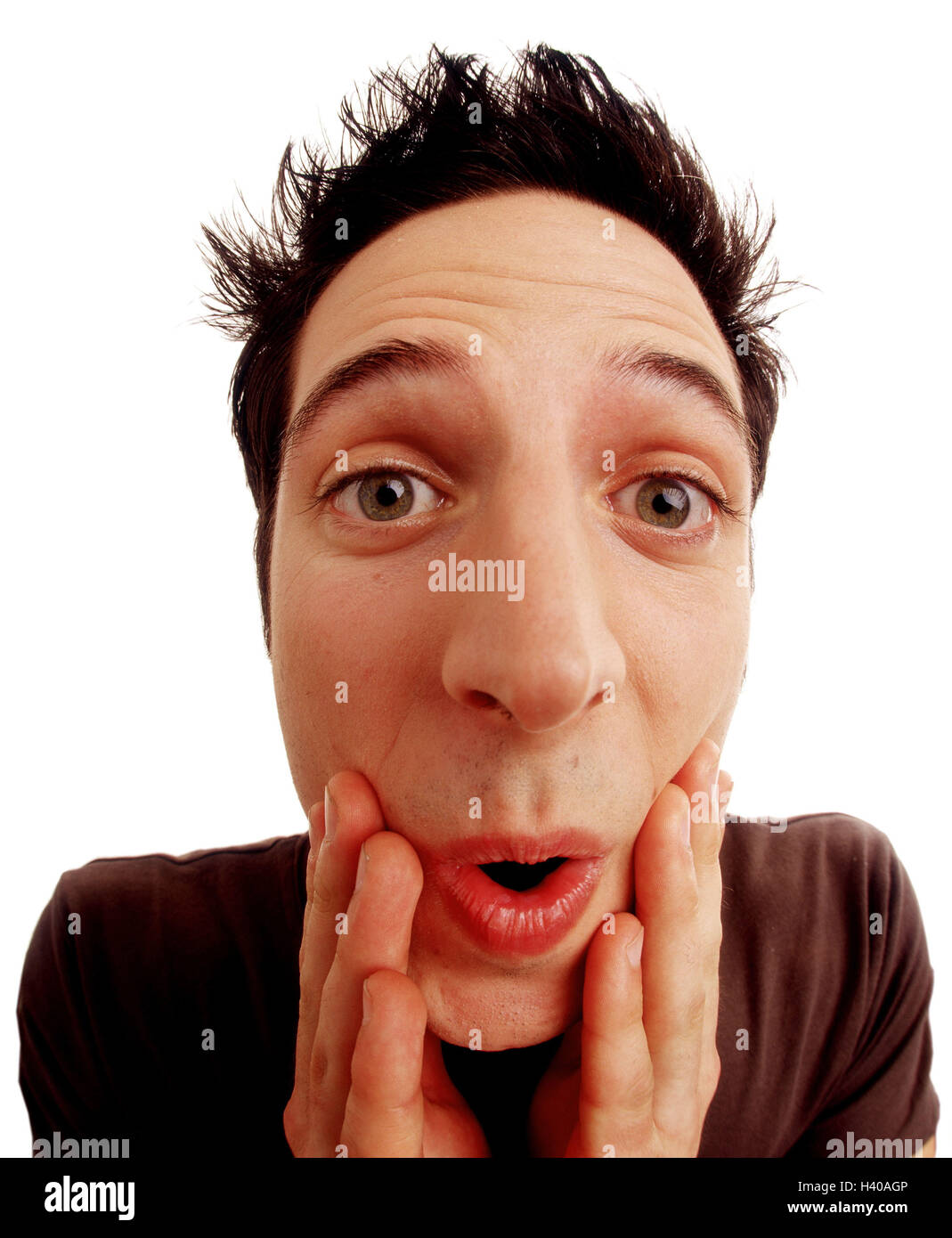 Man, young, expression, is surprised, surprises, gesture, portrait ...