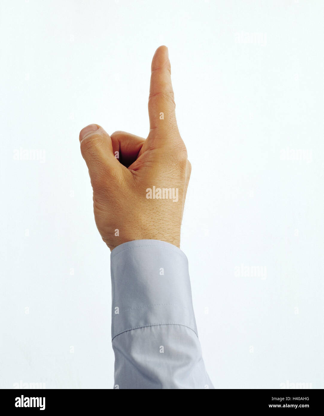 Man, detail, hand, gesture, forefinger, raise, studio, cut out, inside ...