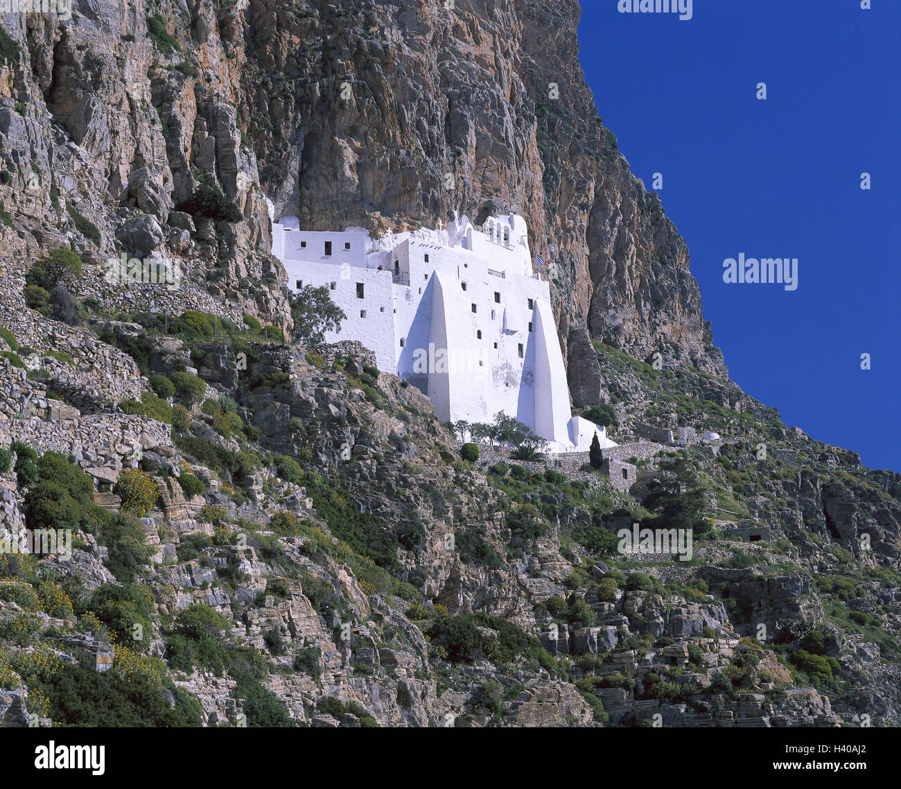 Greece, the Cyclades, island Amorgos, cliff face, cloister Panagia ...