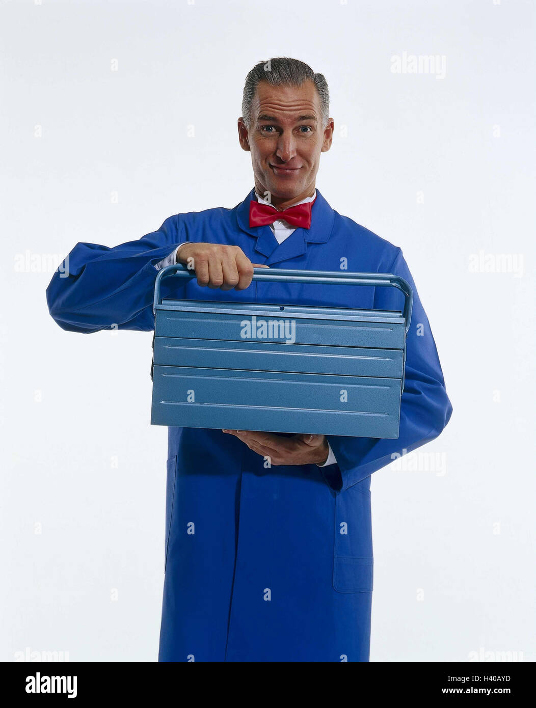 Janitor, middle old person, facial play, toolbox, professions ...