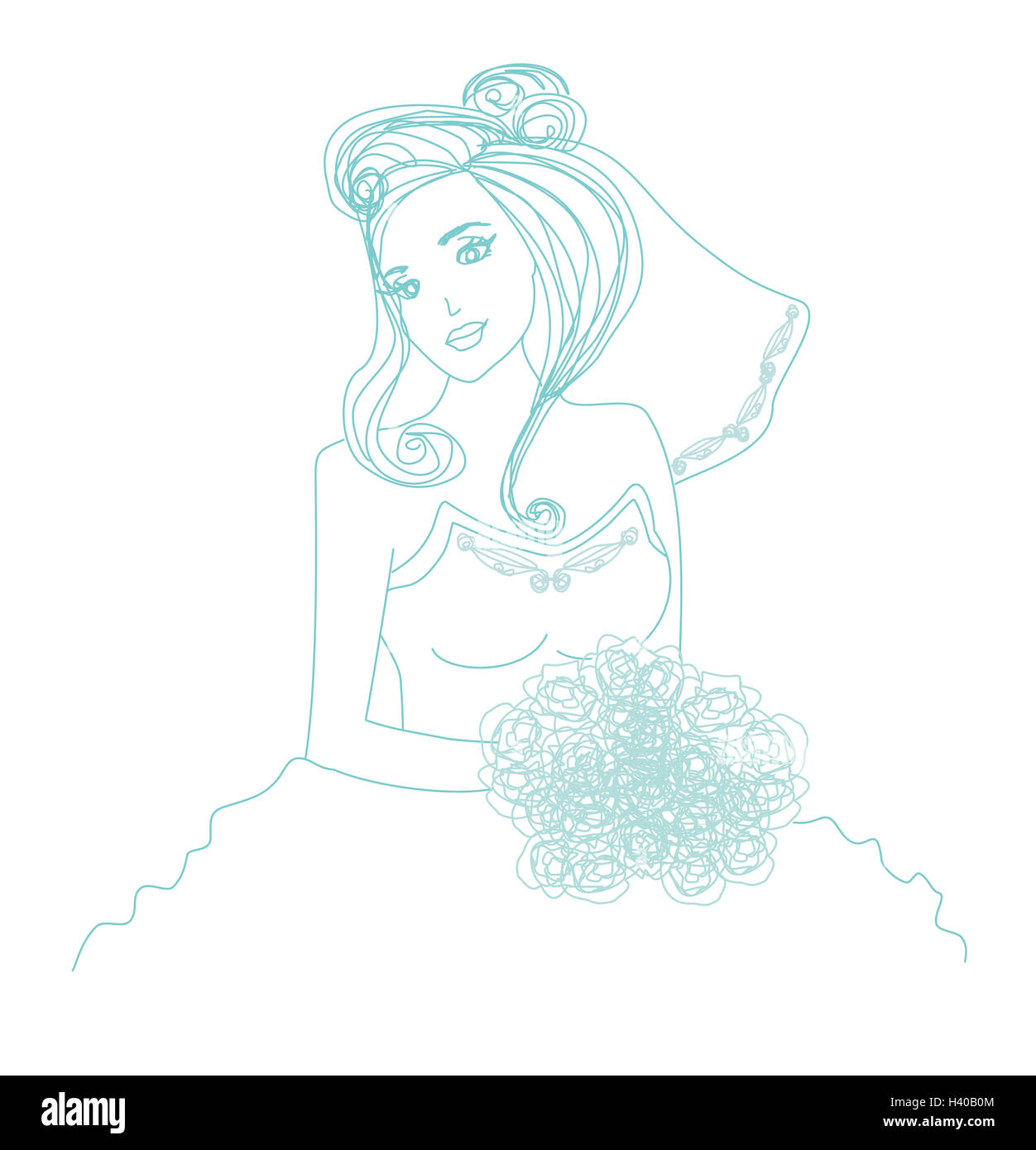 Beautiful bride - doodle illustration Stock Photo - Alamy