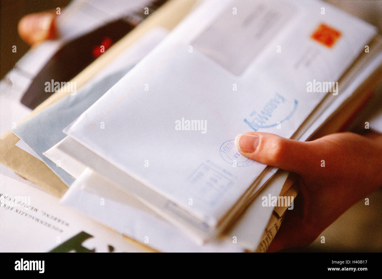 Woman, hands, letters, hold, detail, post, communication ...