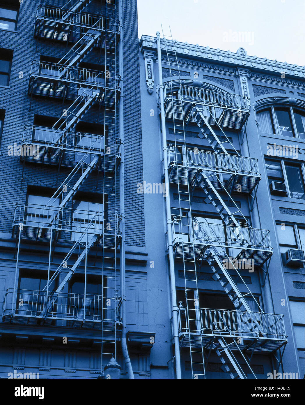 The USA, Oregon, Portland, high rise, stairs, outside, facade, building ...