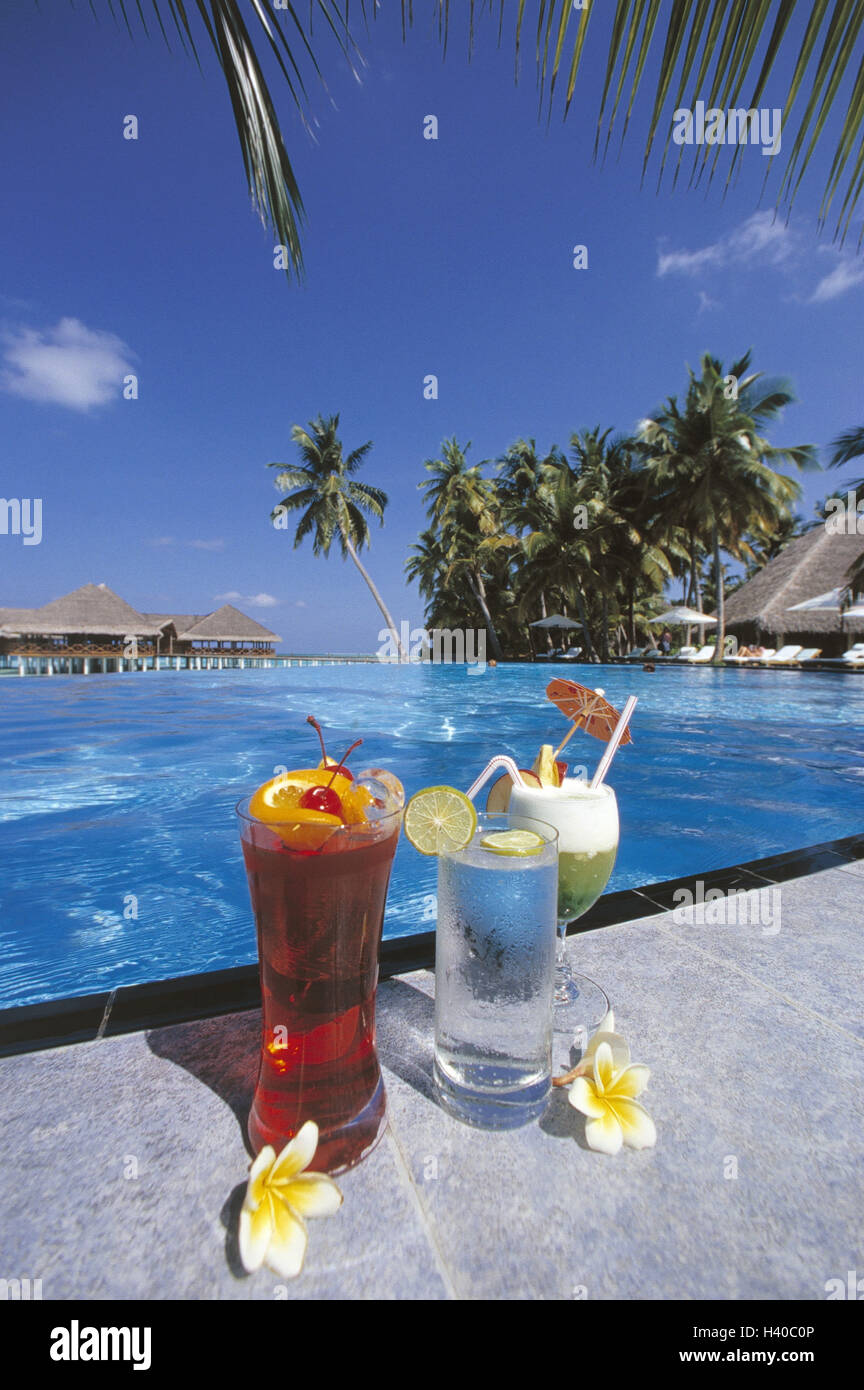 Swimming pool, cymbal margin, cocktails the Maldives, bungalows, hotel ...