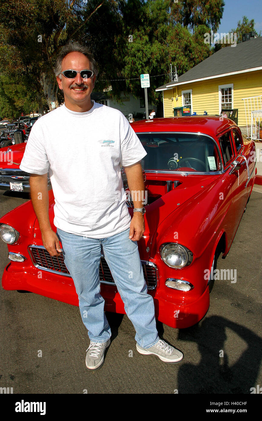Old-timers, Chevrolet, man, sunglasses, smile, stand, owner, car owner ...