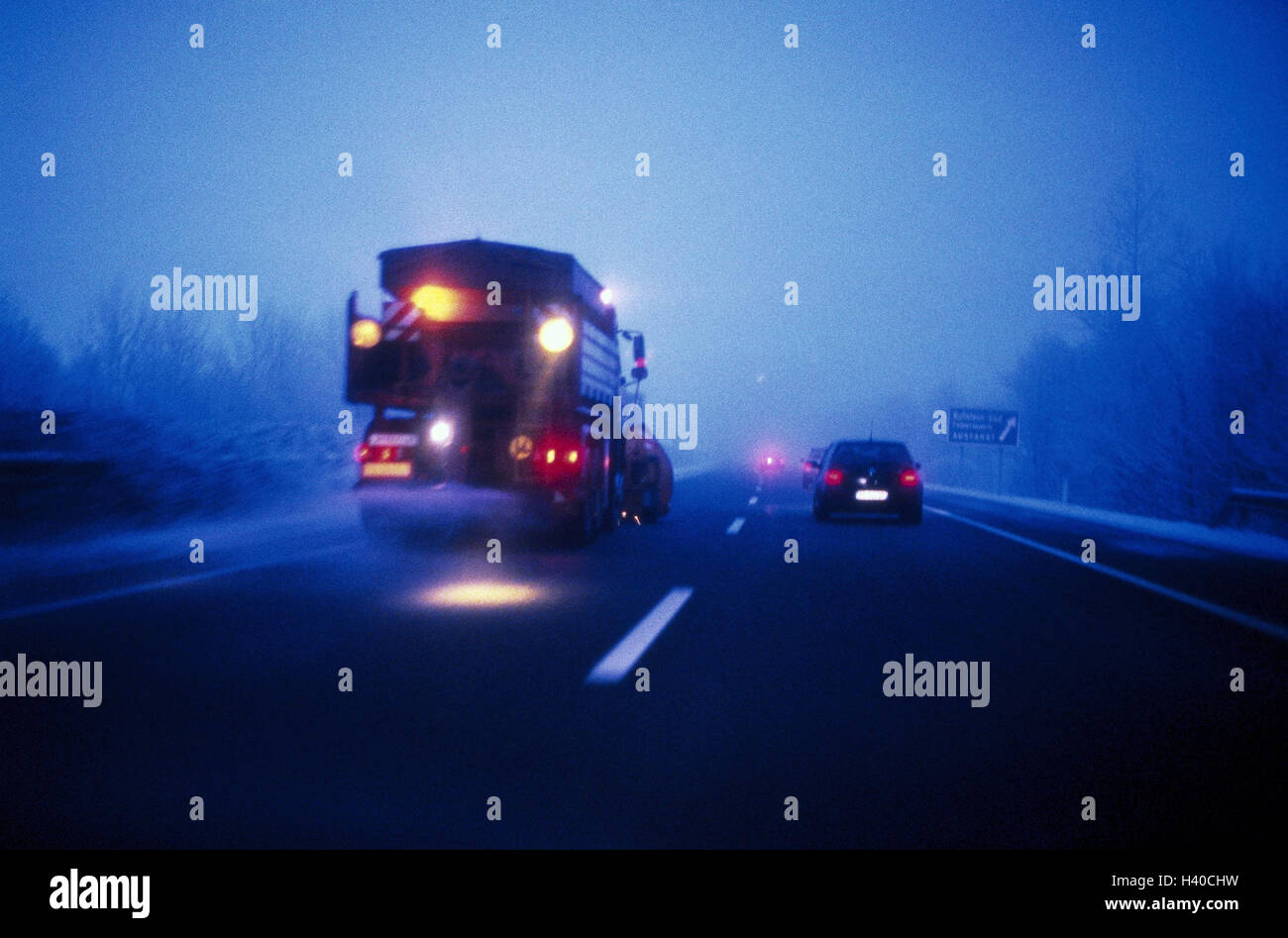 Winters, traffic, highway, litter vehicle, evening, traffic, litter ...