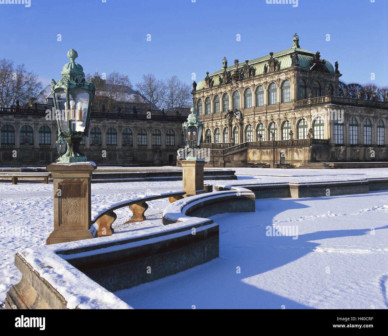 Germany, Saxony, Dresden, Old Town, kennel, park, snow Europe, town ...