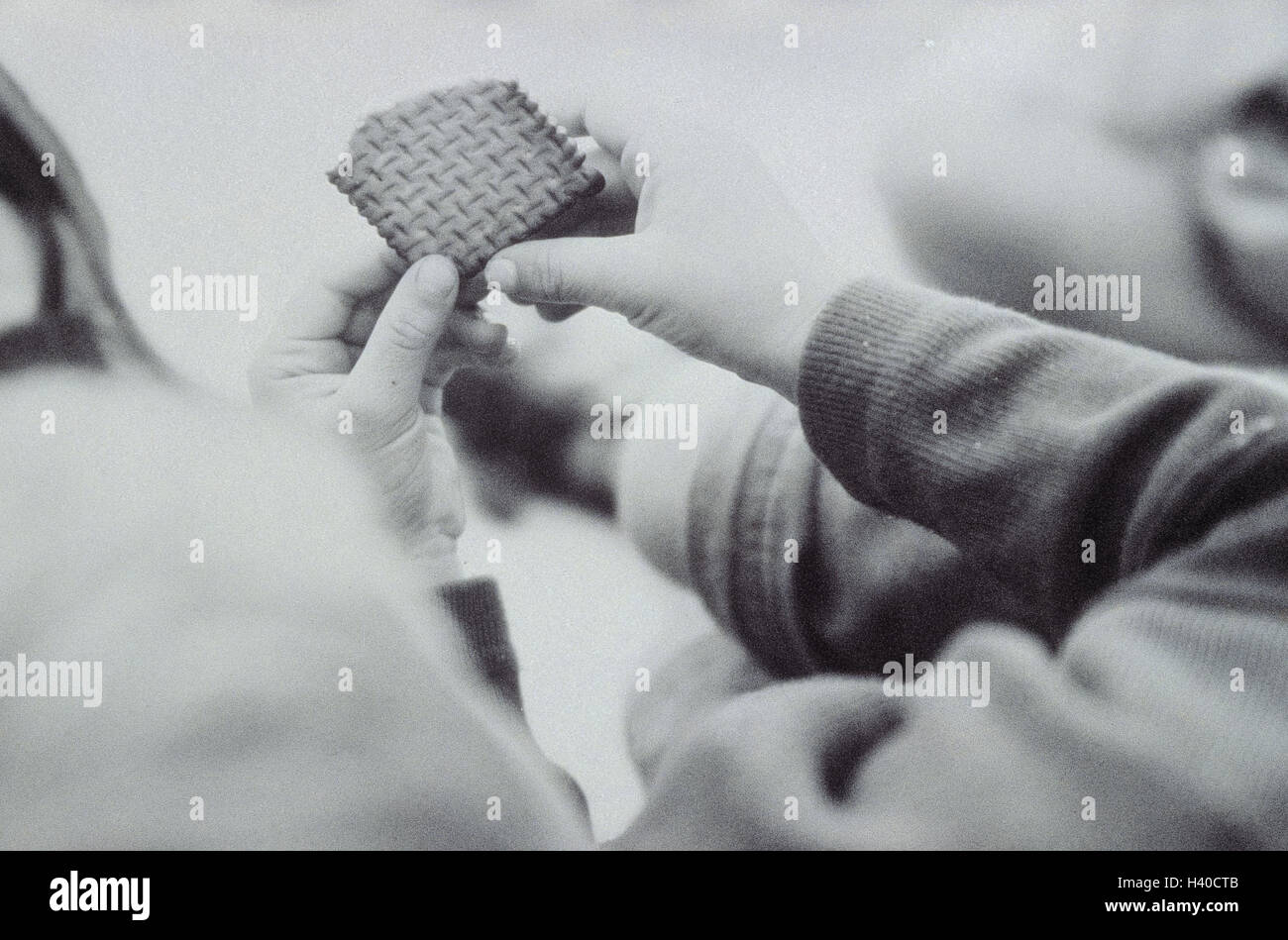 Children, detail, hands, shortbread, b/w, biscuit, sweet, sweetness ...