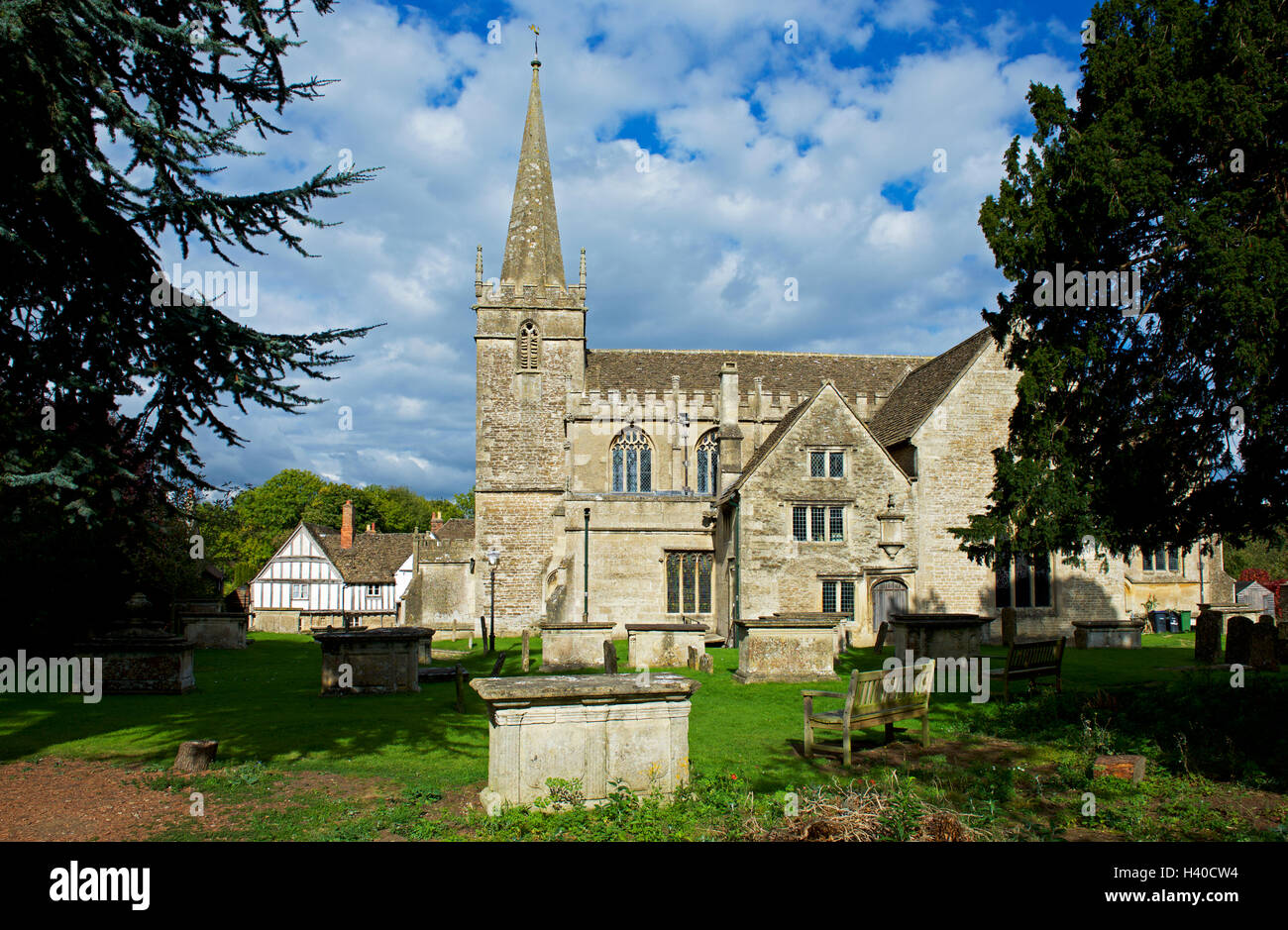 St Cyriac's Church, in the village of Lacock, Wiltshire, England UK ...