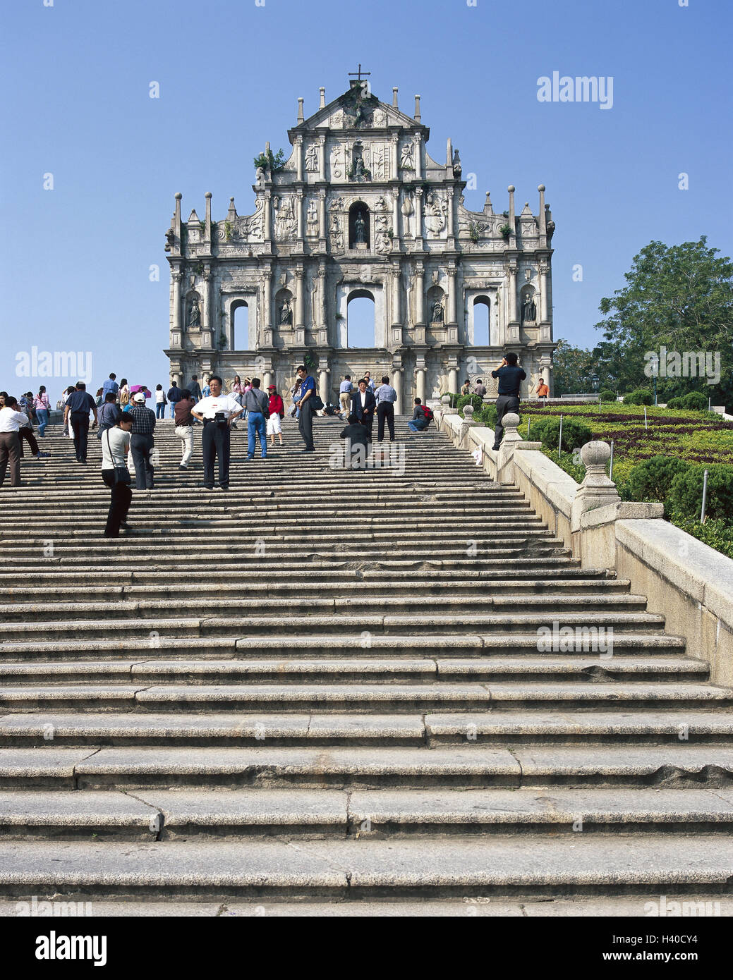 China, Macau, cathedral St Paul, facade, stairs, tourist, Asia, Eastern ...