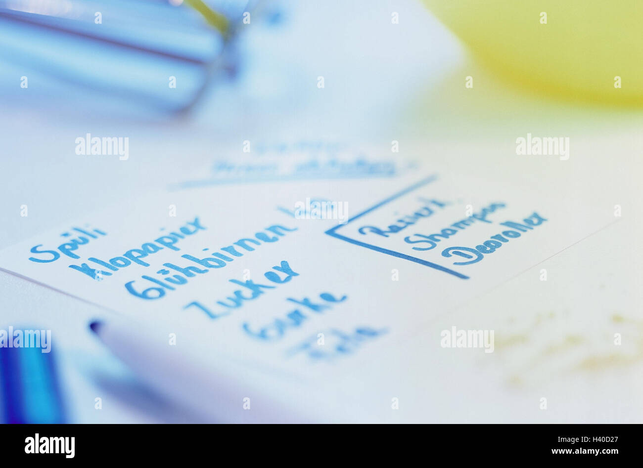 Shopping list, pen, detail, blur, shopping list, list, slip paper ...