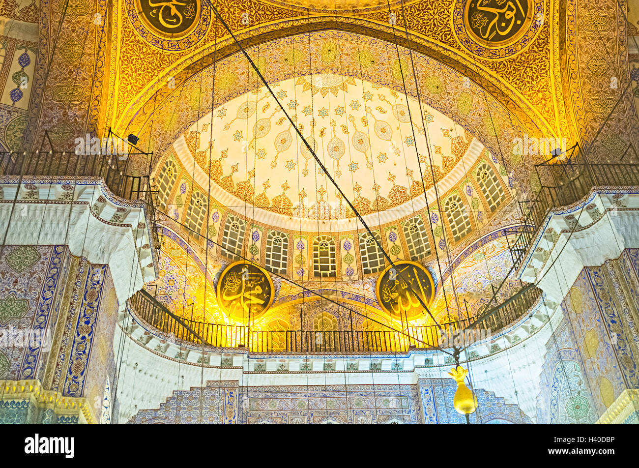 The semi-dome of the New Mosque (Yeni Cami) decorated with colorful ...