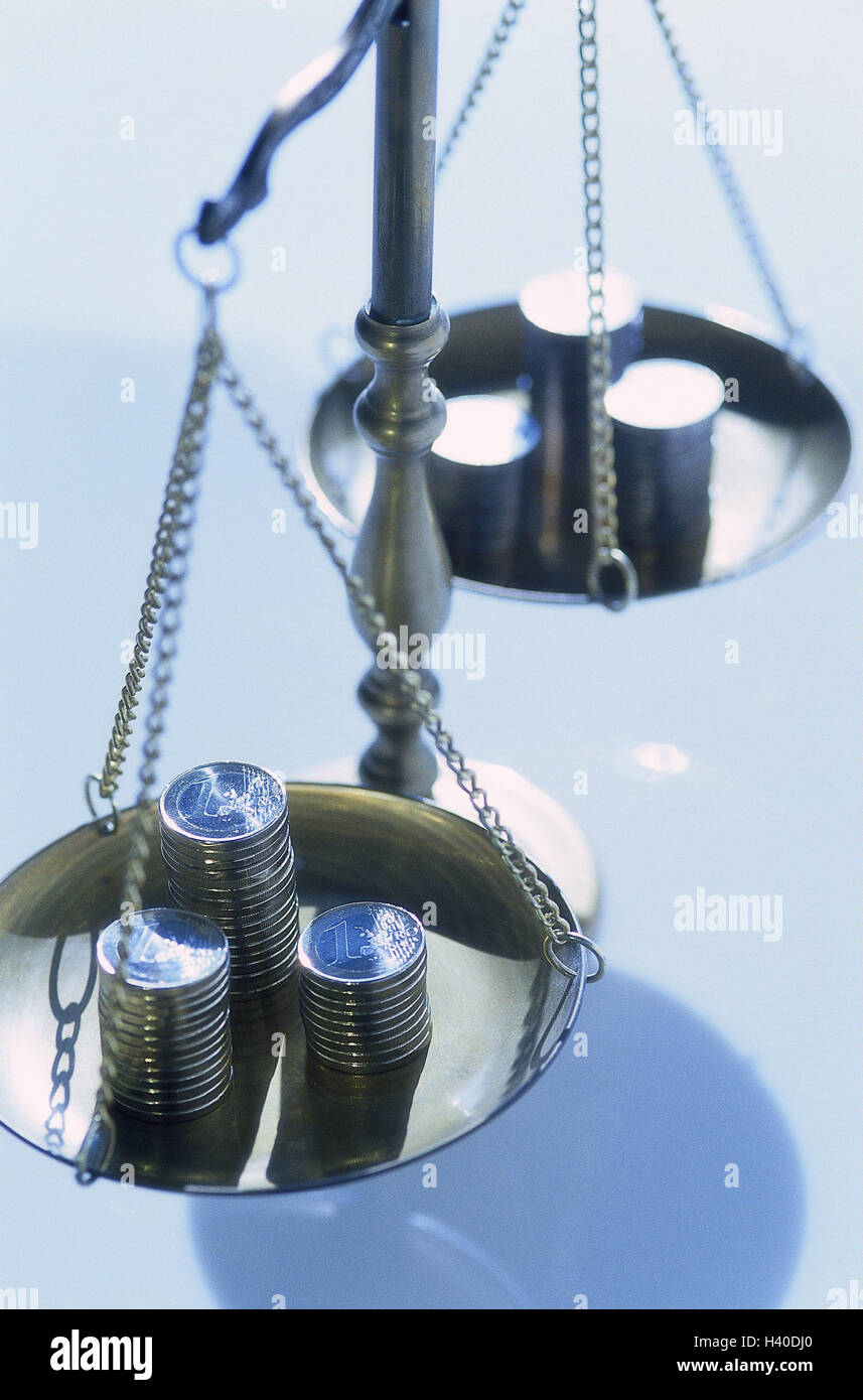 Beam scales, batch, euro coins, product photography, Still life, scales ...