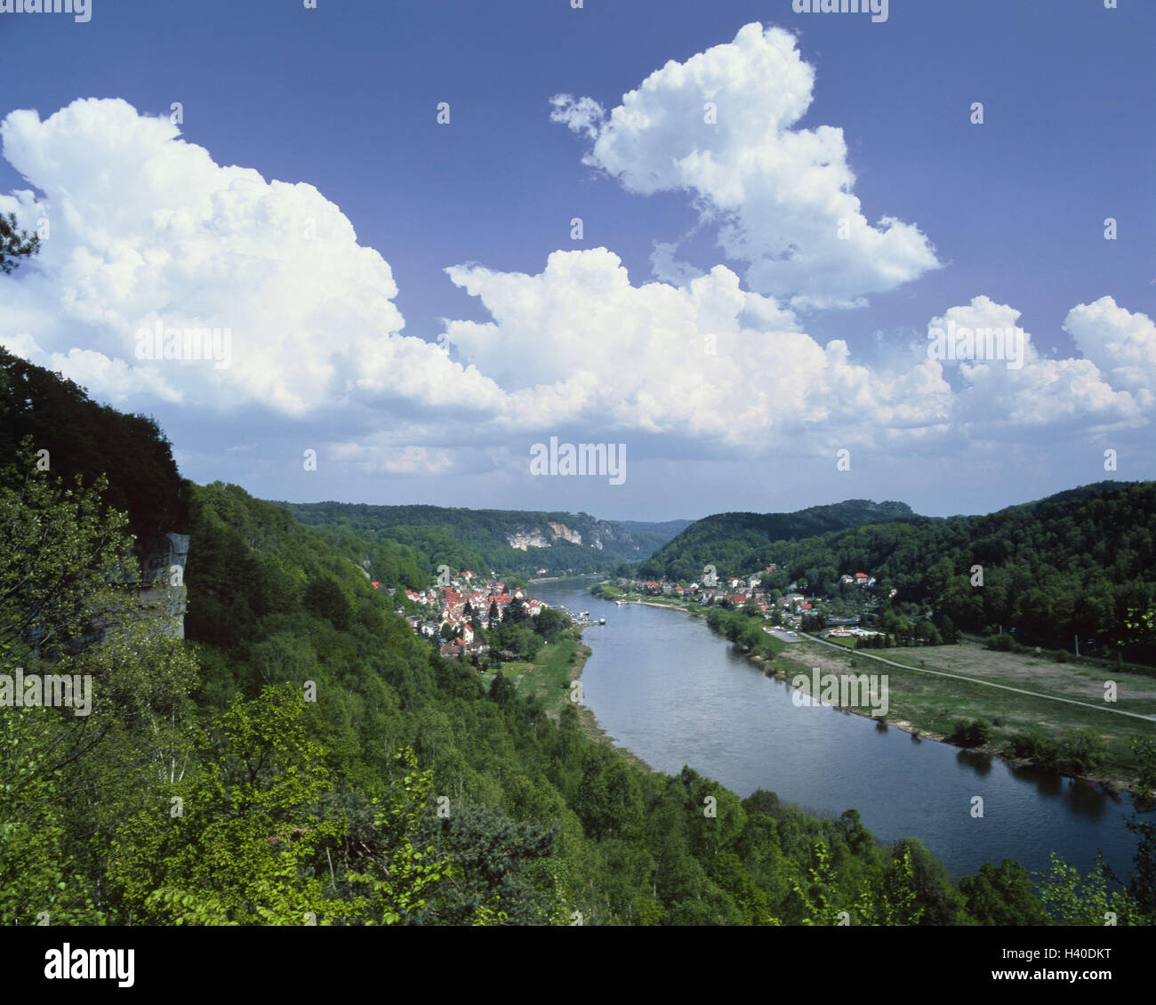Germany, Saxony, Wehlen, the Elbe, overview, scenery, river, waters ...