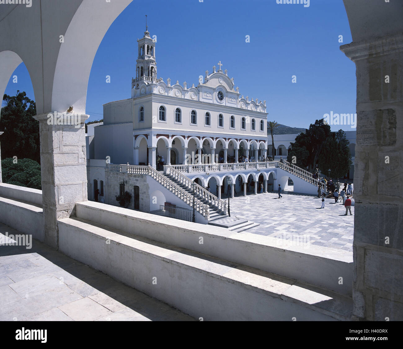 Greece, the Cyclades, island Tino, pilgrimage church Panagia ...