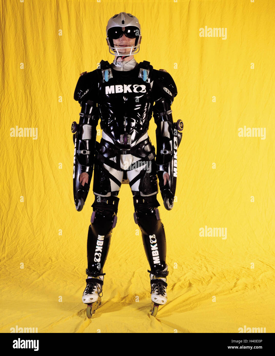 Man, plastic suit, rolling, Inlineskates, suit, plastic, protective ...