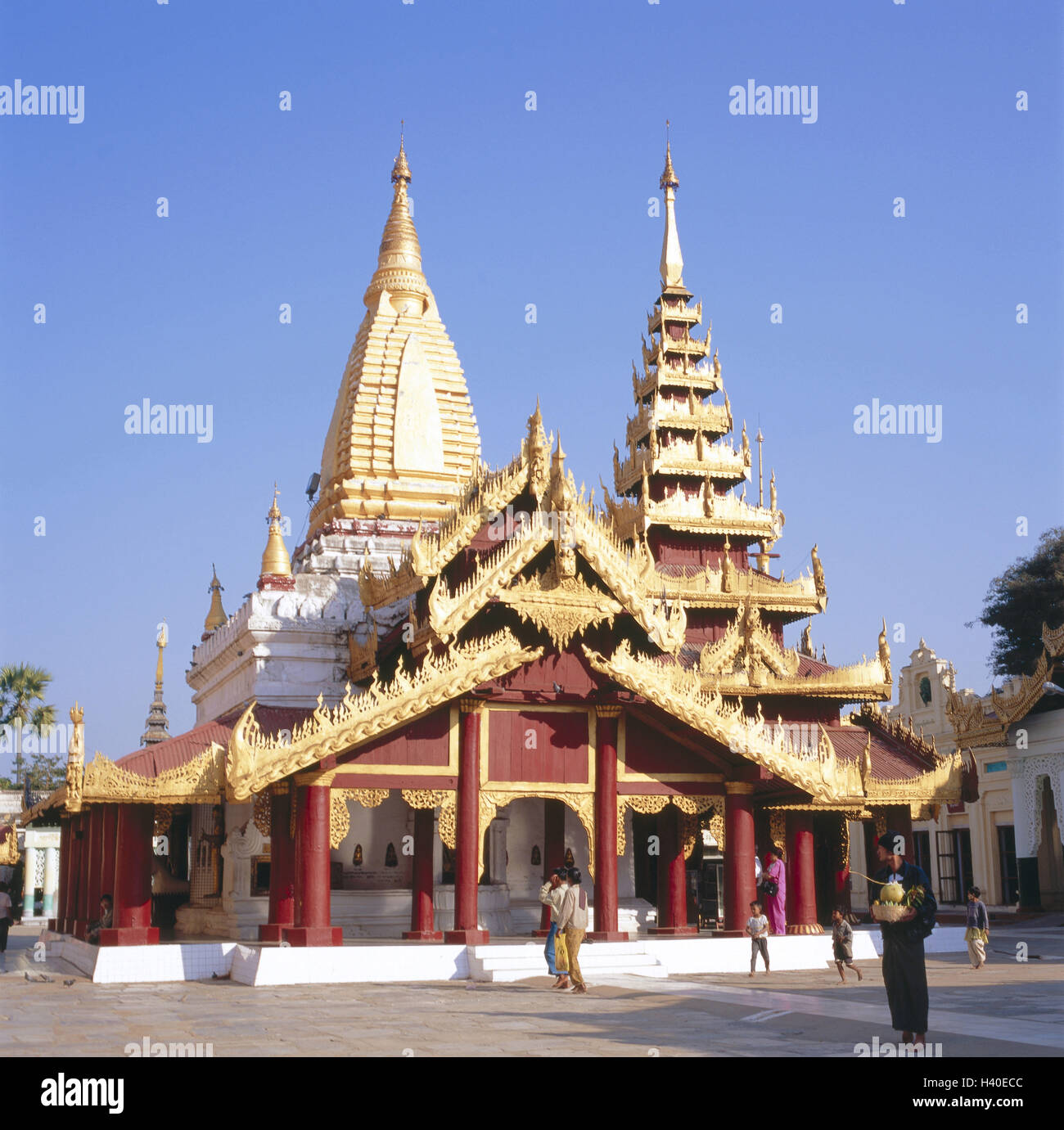Myanmar, Bagan, Shwezigon pagoda, 11 cent., Asia, Indochina, Burma ...