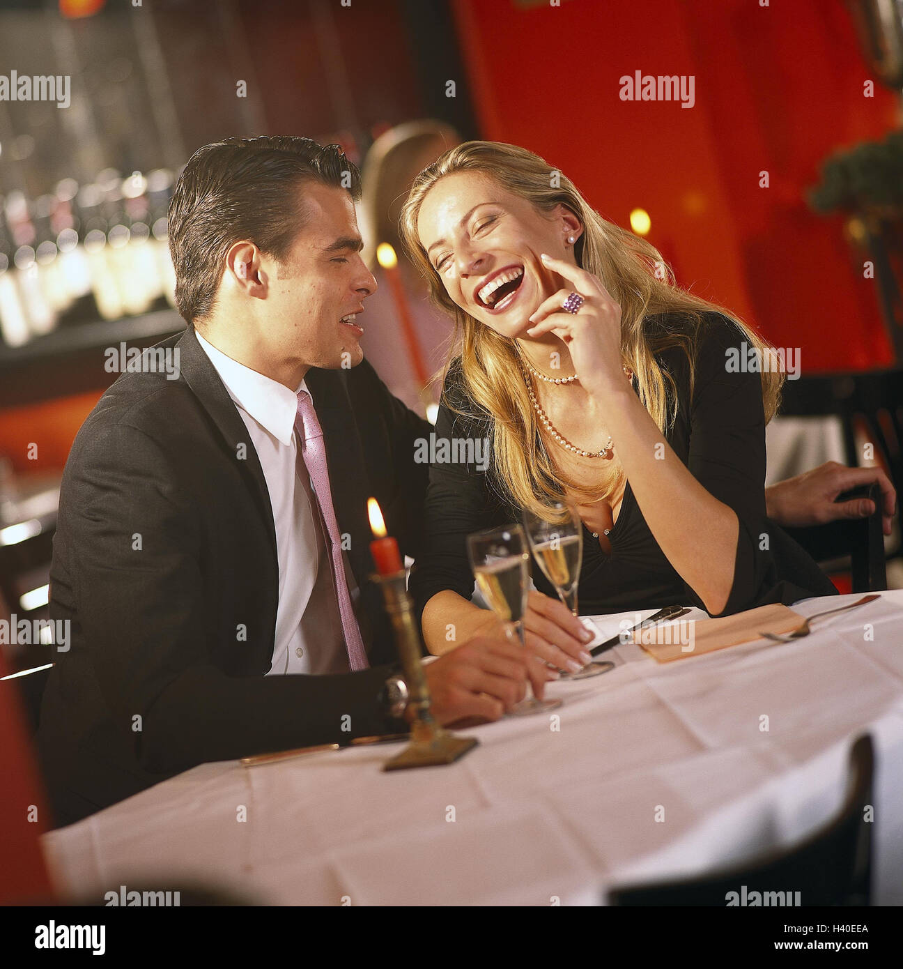 Restaurant, couple, happy, melted, Sparkling Wine, inside, bar, clothes ...